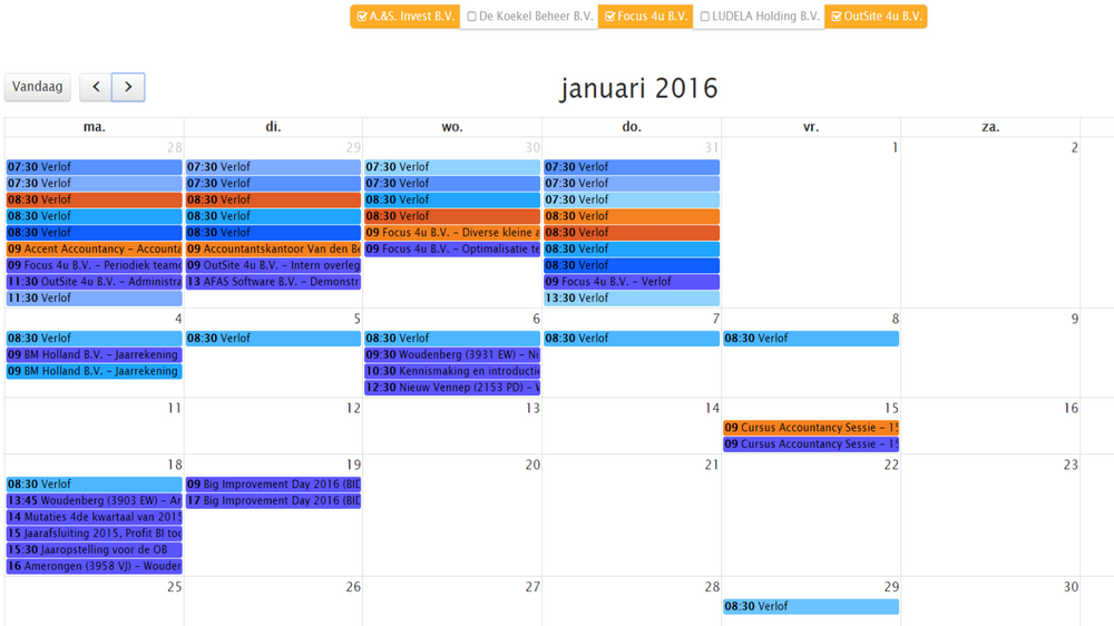 AFAS Agenda / Kalender via InSite & OutSite - OutSite 4u B.V..